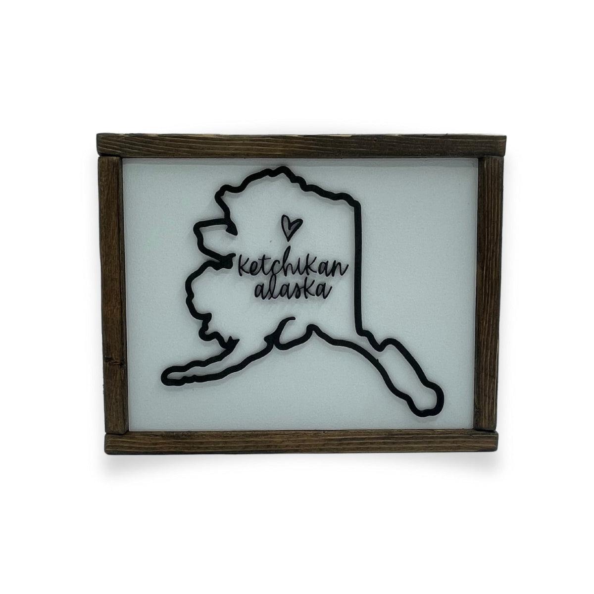 Ketchikan Alaska wood Sign -Dark Walnut – Woodlands Clothing